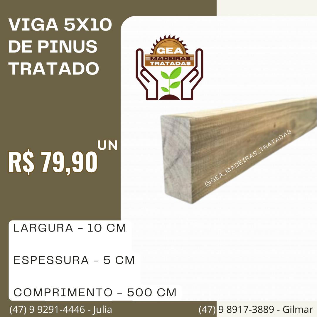 VIGA PINUS TRATADO 5X10X500 CM - GEA Madeiras Tratadas em Autoclave